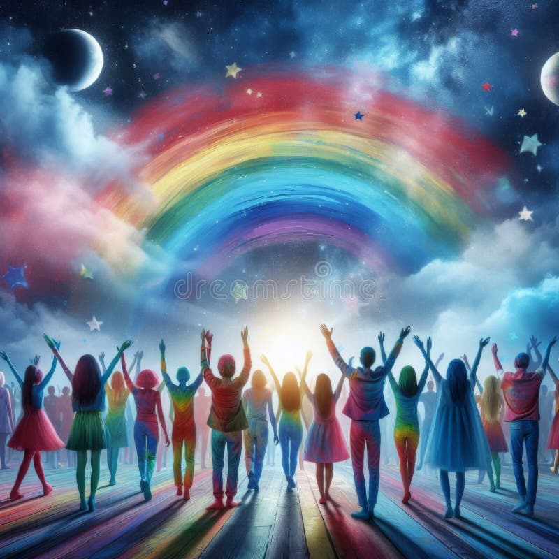 People Painted in the Colors of the Rainbow on the Background of the ...