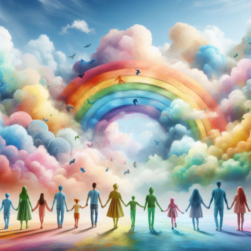 People Painted in the Colors of the Rainbow on the Background of the ...