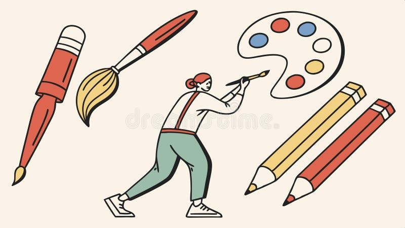 People Painting Illustration, Art and Creative Process Design Vector ...