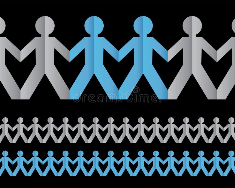 People Paper Chain Vector Illustration Stock Vector - Illustration of ...