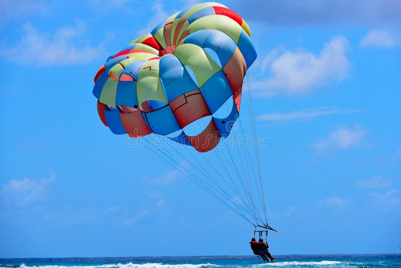 People on the Parachute Above the Sea Stock Image - Image of journey ...