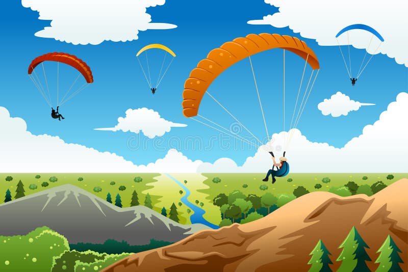 People paragliding stock vector. Illustration of adventure - 42308343