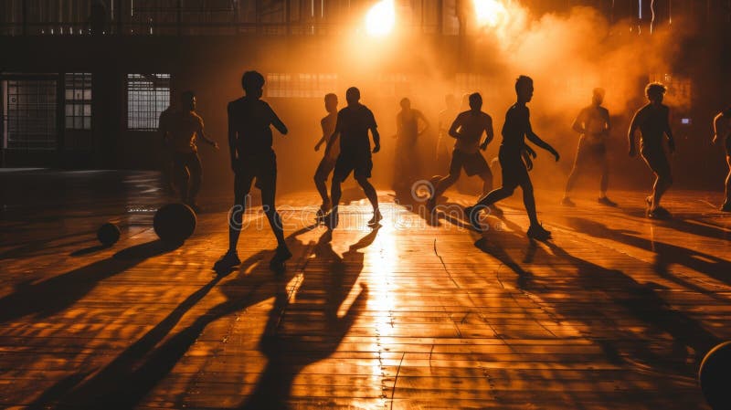 People Participating in a Group Exercise Class in a Warehouse Gym with ...