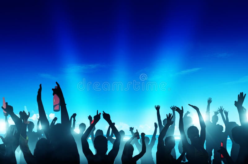 People Partying at Night by the Beach Stock Photo - Image of drink ...