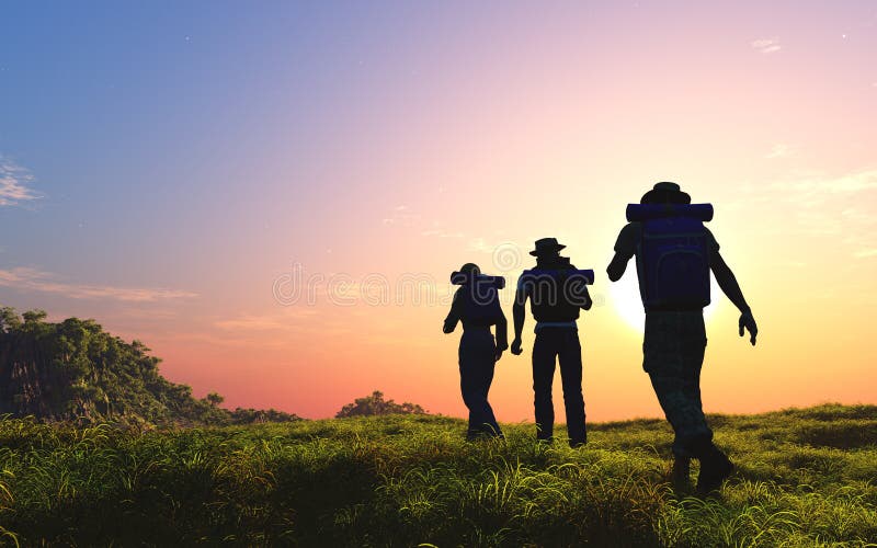 People on the path stock illustration. Illustration of group - 227716072