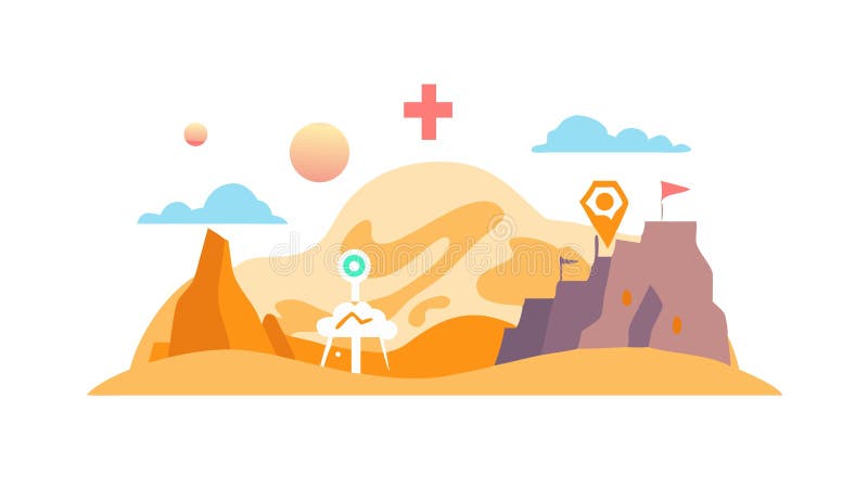 People on a Path Towards Adventure and Exploration Vector Illustration ...