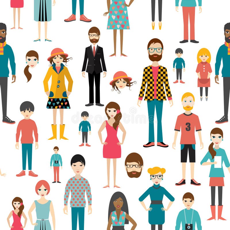 People Pattern. Flat Figures Stock Vector - Illustration of isolated ...