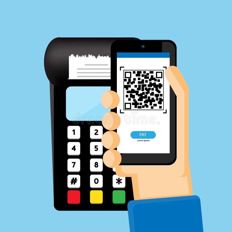 People Pay with QR Code on Mobile Stock Vector - Illustration of ...