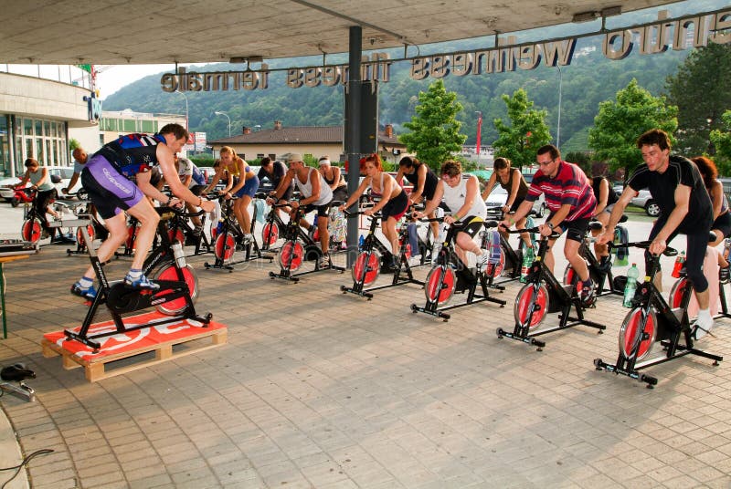 People Pedaling during a Spinning Class Editorial Stock Image - Image ...