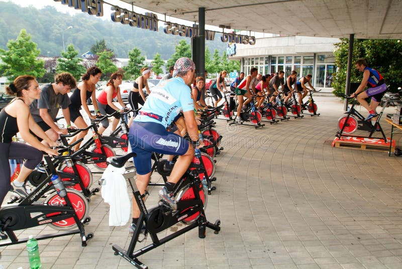 People Pedaling during a Spinning Class Editorial Stock Photo - Image ...