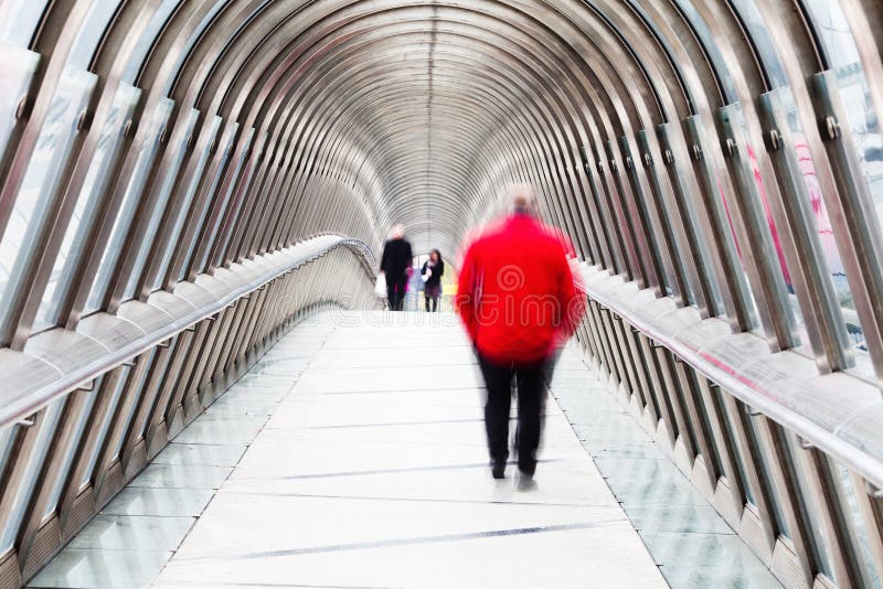 People on a Pedestrian Bridge Stock Image - Image of walking, people ...