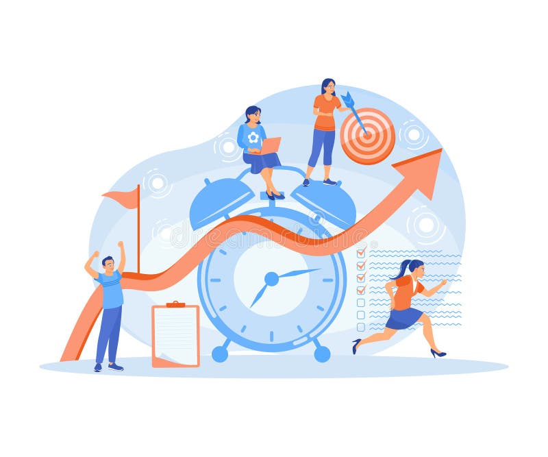 People Perform daily Routines To Achieve Goals. Set Time To Complete ...