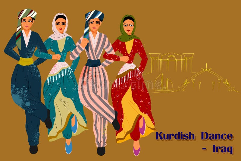 People Performing Kurdish Dance of Iraq Stock Vector - Illustration of ...