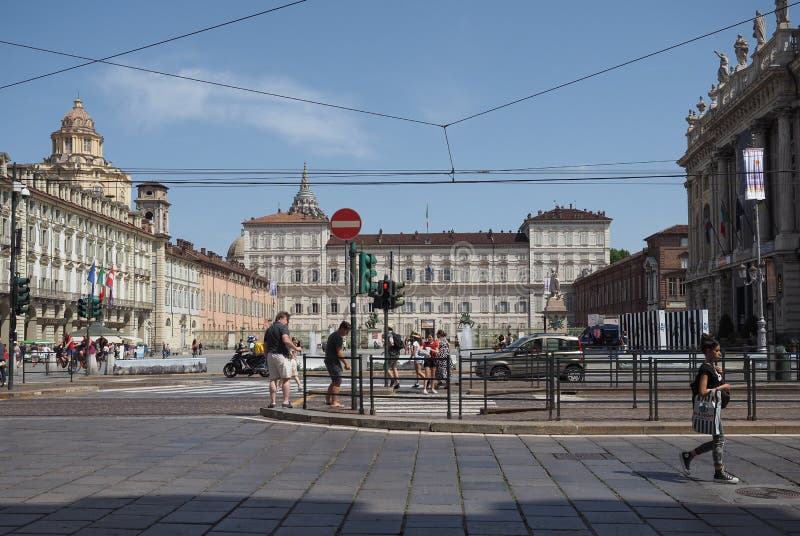 People in Piazza Castello Square in Turin, Italy Editorial Stock Image ...