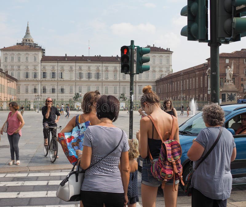 People in Piazza San Carlo Square in Turin Editorial Stock Image ...