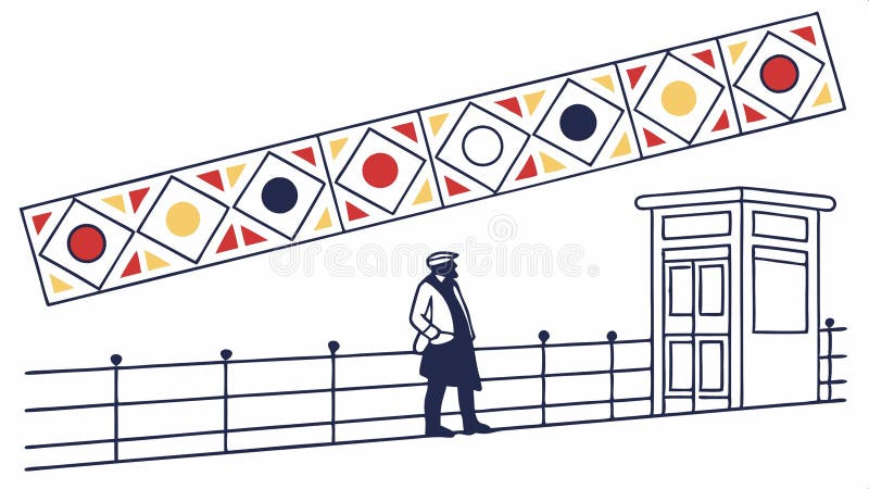 People on Pier, Waterfront Scene Design Element Vector Design ...
