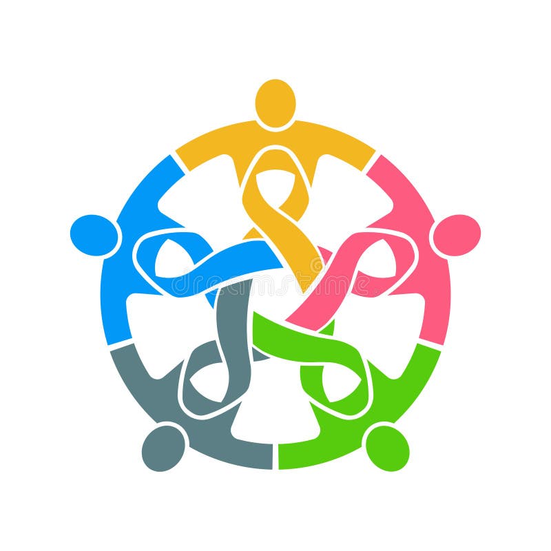 Pink Ribbon People Strong Logo Stock Vector - Illustration of awareness ...