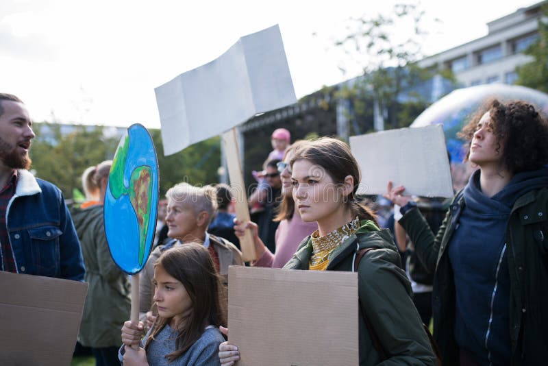 People with Placards and Posters on Global Strike for Climate Change ...