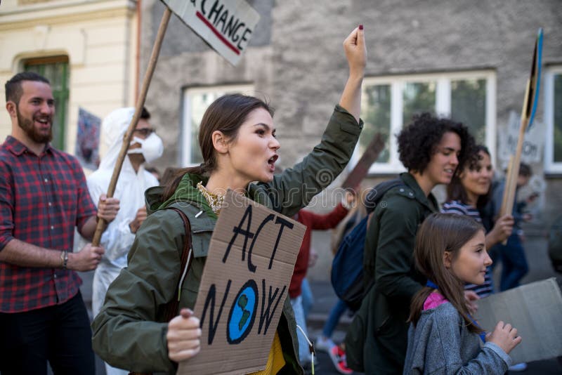 People with Placards and Posters on Global Strike for Climate Change ...