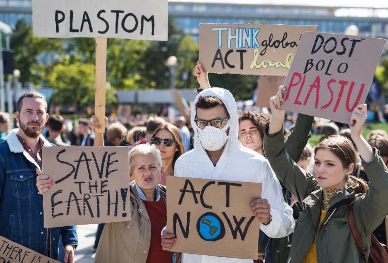 People with Placards and Protective Suit on Global Strike for Climate ...
