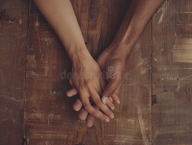 People are Placing Their Hands on a Wooden Table Together Stock ...