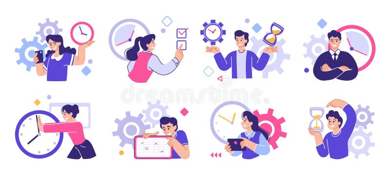 People Planning Work. Time Management. Productive Persons Organize ...