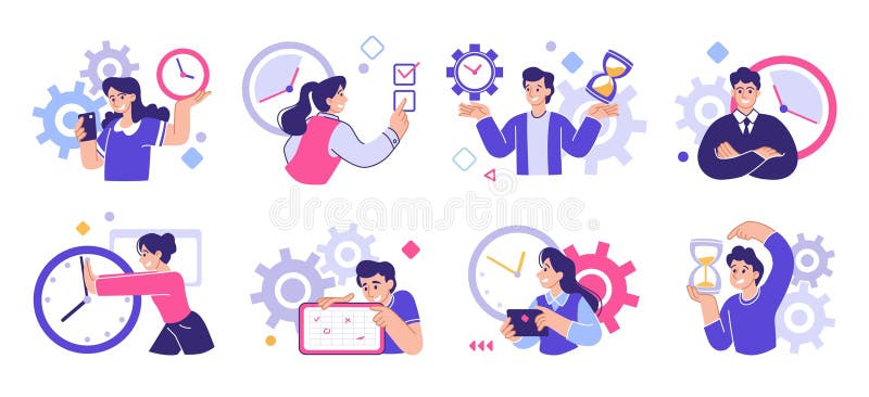 People Planning Work. Time Management. Productive Persons Organize ...