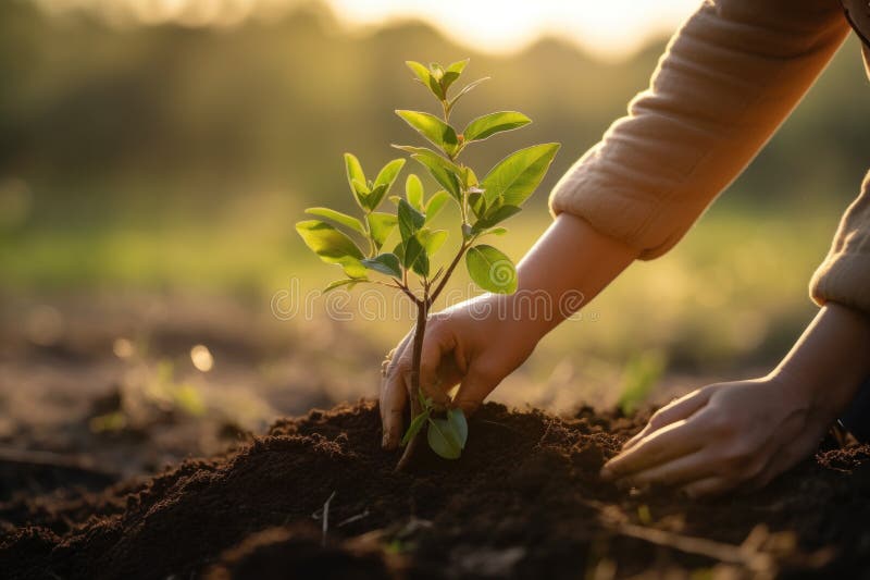 People Planting a Treee in the Forest. Generative AI Stock Photo ...