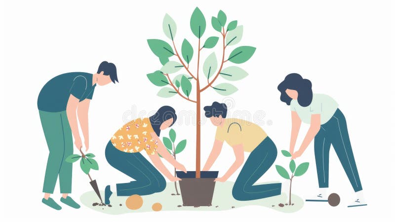 People Planting Trees Together To Protect the Environment AIG535 Stock ...