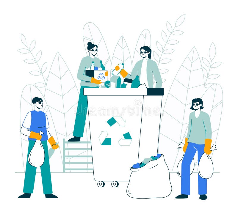 People Plastic Waste Sorting, Plastic Recycling Flat Concept ... People Plastic Waste Sorting, Plastic Recycling Flat Concept ...