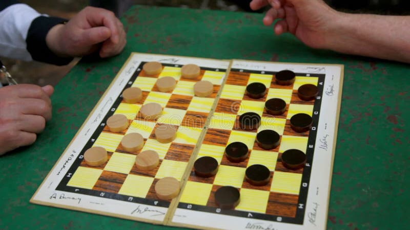 People Play Draughts on Table with Worn Surface, Stock Footage - Video ...