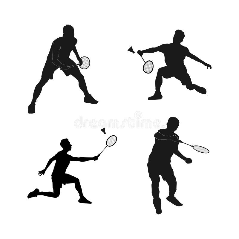 People are Playing Badminton Vector Stock Illustration - Illustration ...