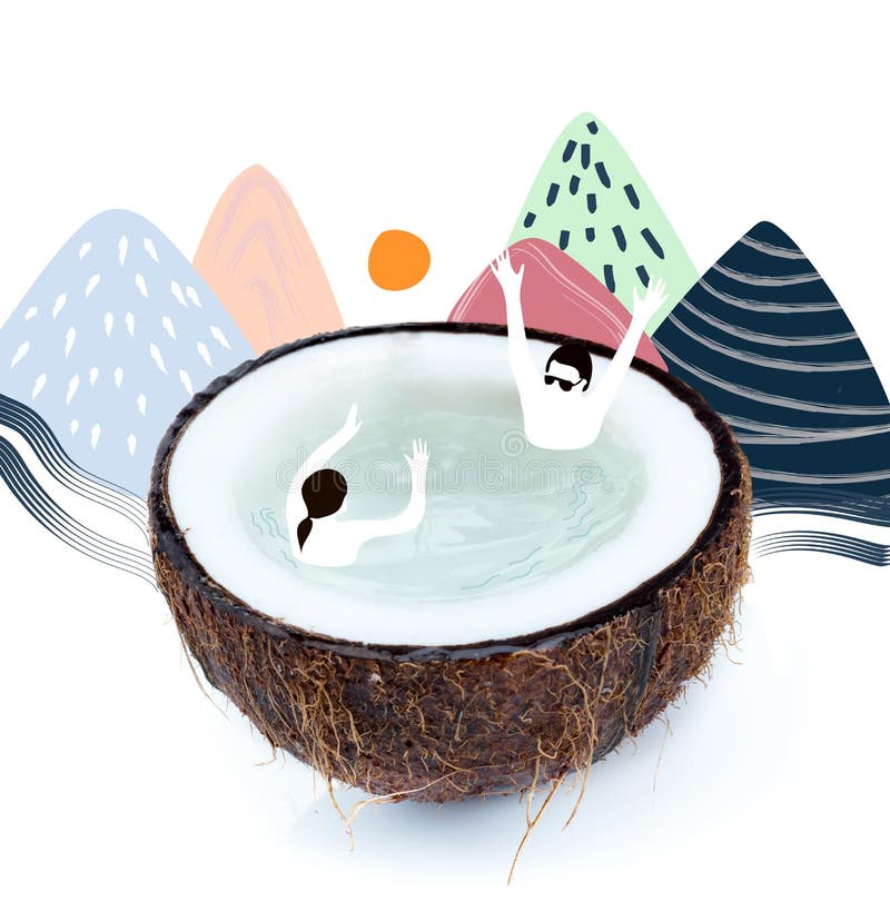 People Playing with Ball in Coconut Half Stock Photo - Image of coco ...