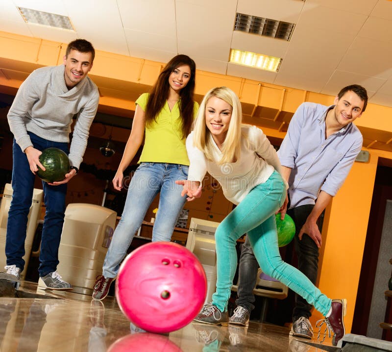 Teenagers playing bowling stock photo. Image of beauty - 2834056