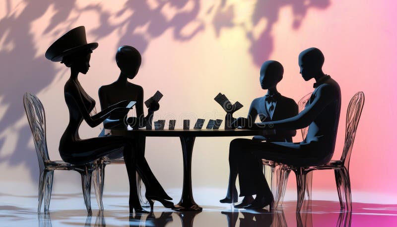 People Playing Cards at a Table Illustration Stock Illustration ...