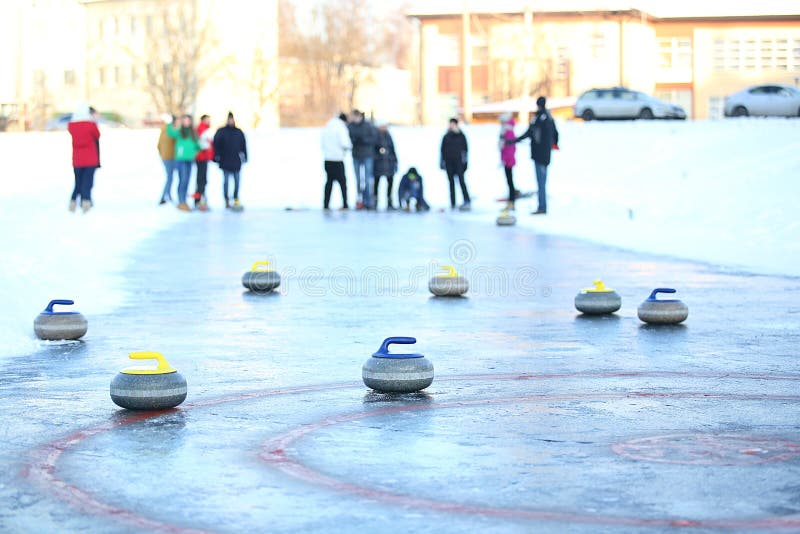 People playing in curling stock image. Image of open - 65523963