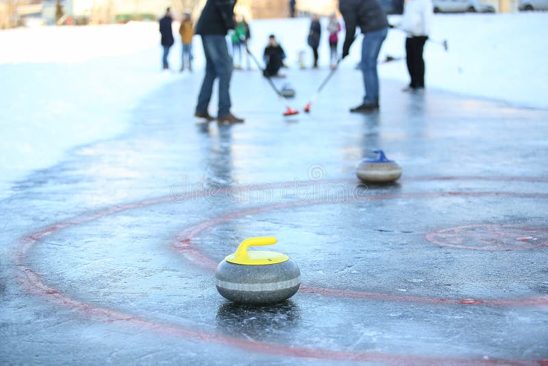 People playing in curling stock image. Image of open - 65523971