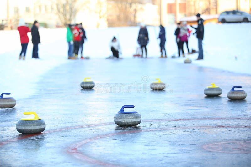 People playing in curling stock image. Image of snow - 65523987