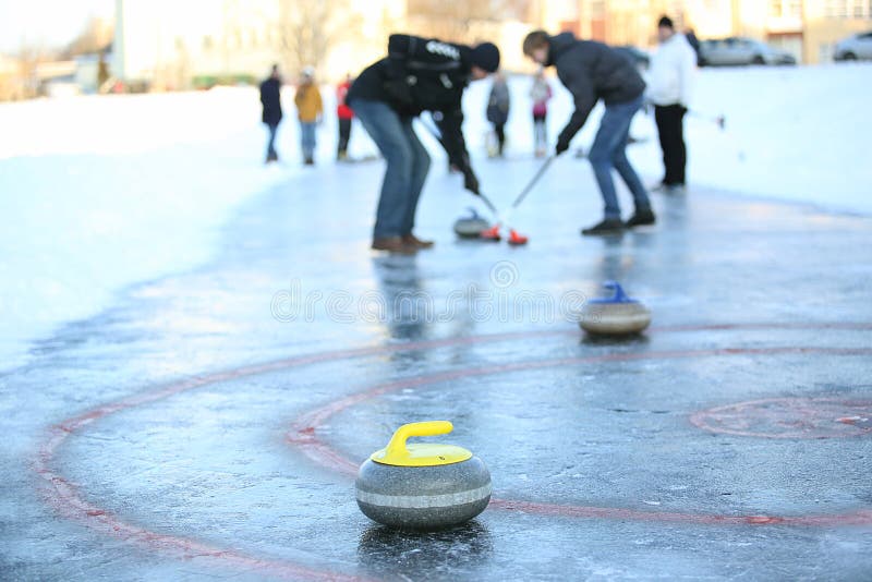 People playing in curling stock image. Image of rink - 65523991