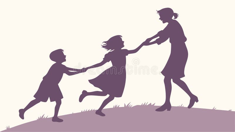 People Playing Dancing Together Silhouette, Joyful Community Vector Art ...