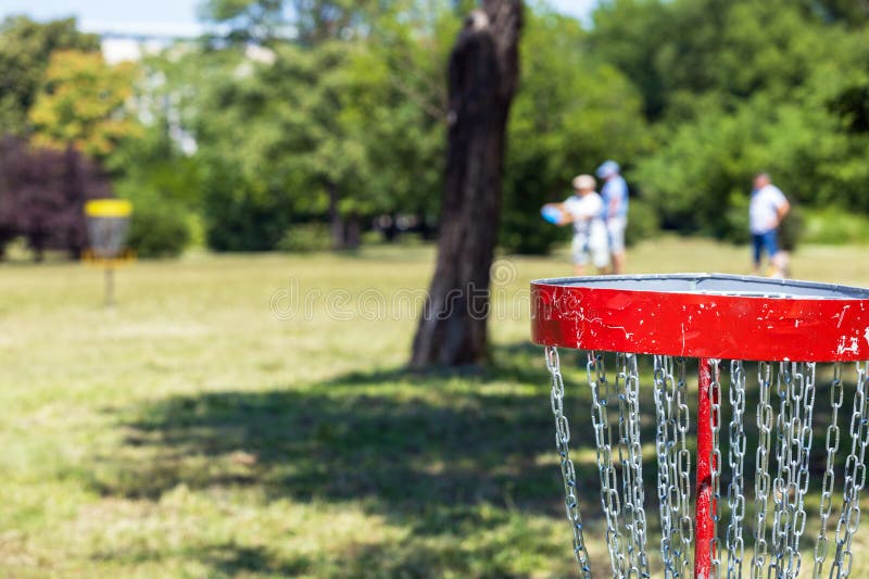 People Playing Flying Disc Golf Sport Game Stock Image - Image of ...