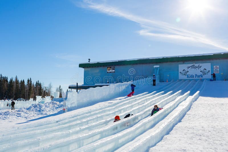 People Playing the Ice Slider Editorial Photography - Image of urban ...