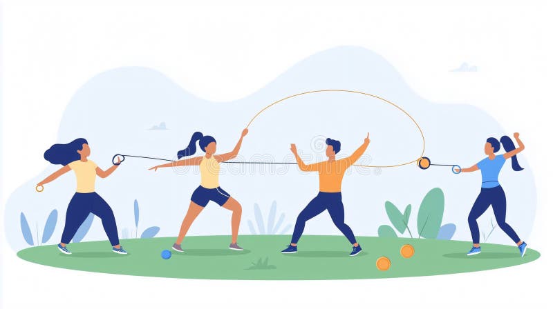 People Playing Tetherball Outdoors in the Park Stock Illustration ...
