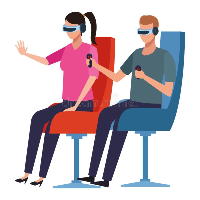 People Playing with Virtual Reality Technology Stock Vector ...