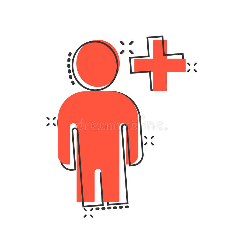 People with Plus Icon in Comic Style. Staff Cartoon Vector Collection ...