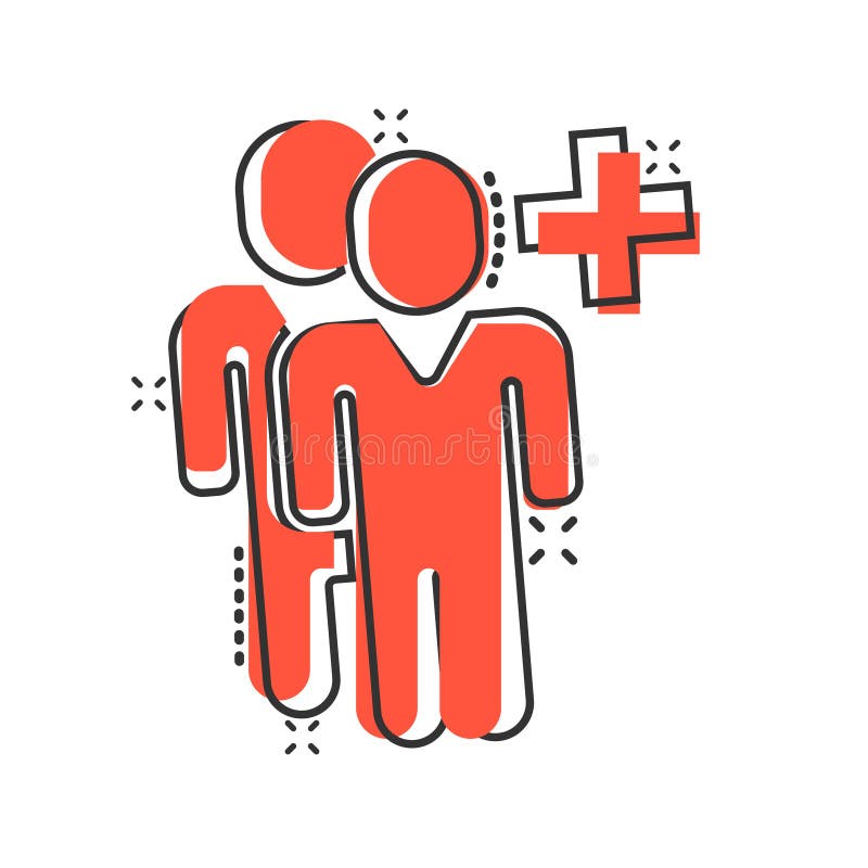 People with Plus Icon in Comic Style. Staff Cartoon Vector Collection ...