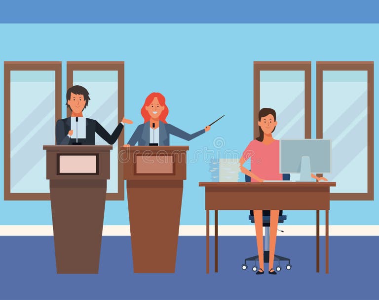 People in podium and desk stock vector. Illustration of presentation ...