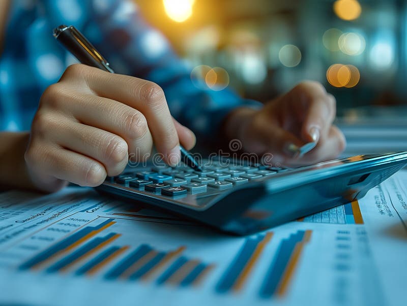 People Pointing Graph and Using Calculator during a Business Meeting ...