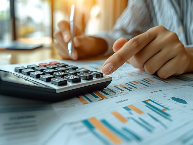 People Pointing Graph and Using Calculator during a Business Meeting ...