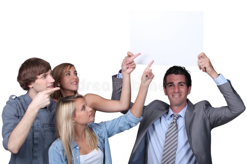 People pointing at sign stock photo. Image of landscape - 33283026